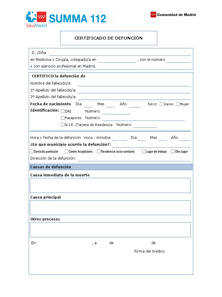 Certificado Defuncion | PDF