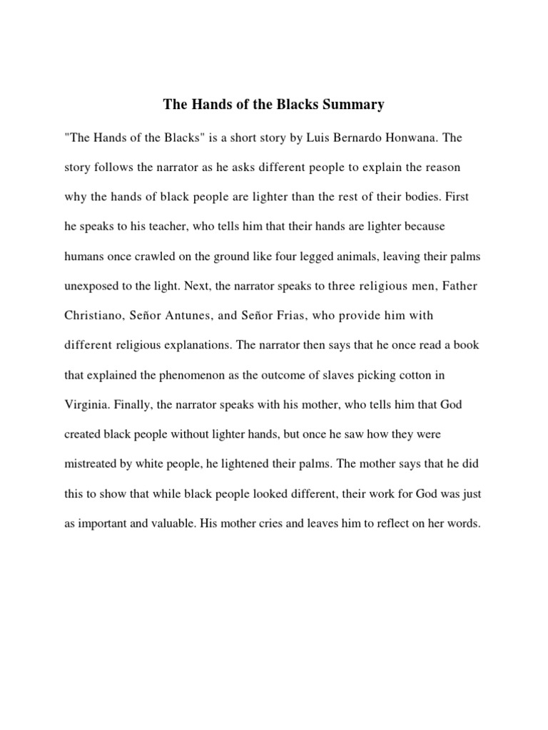 The Hands of The Blacks Summary | PDF