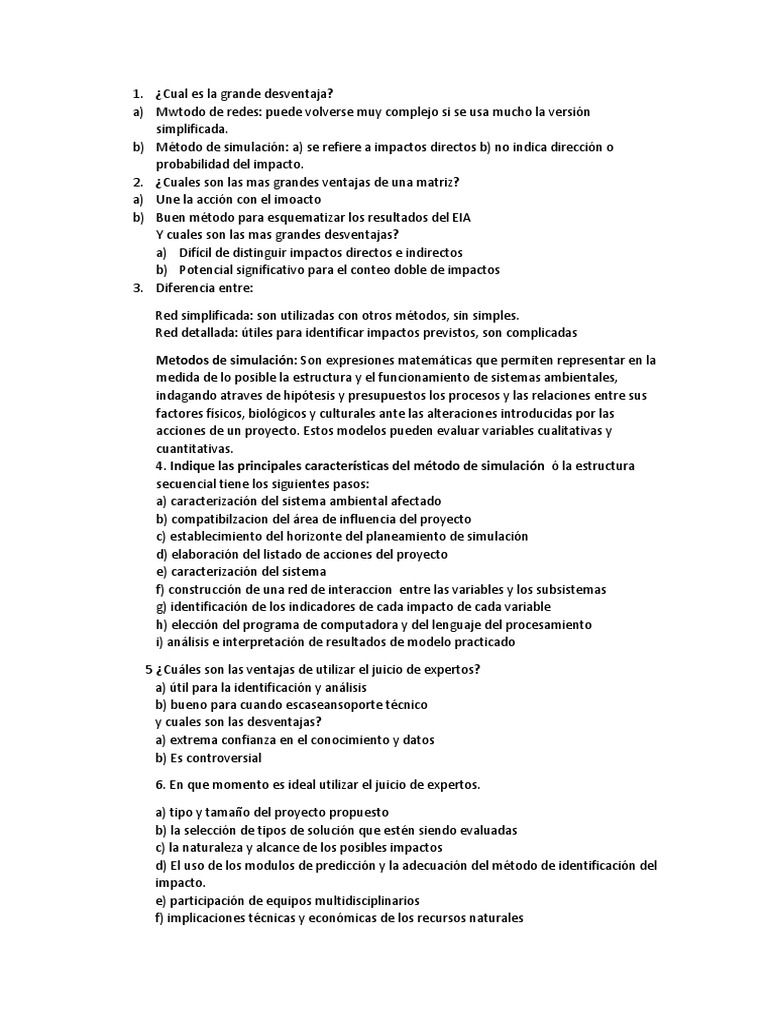 Examen de EIA | PDF | Evaluación de impacto ambiental | Simulación