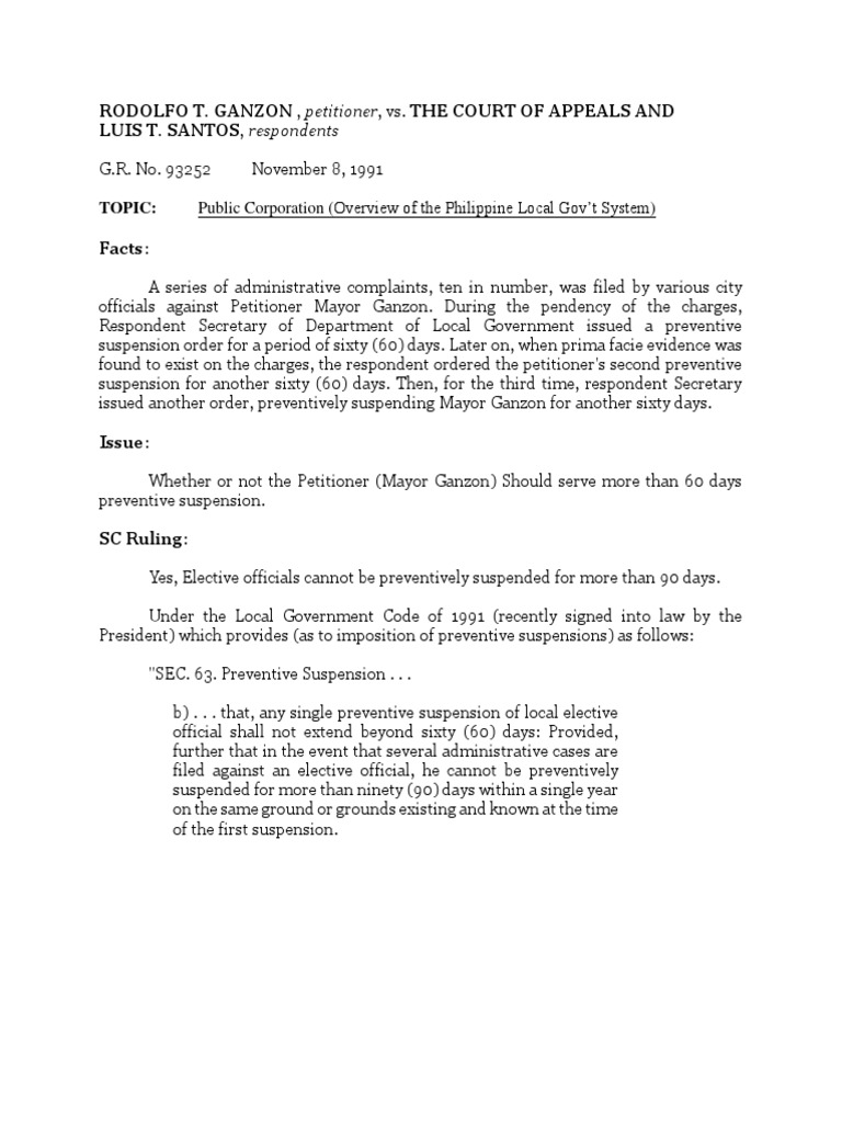 2) Ganzon Vs CA Case Digest | PDF | Social Science