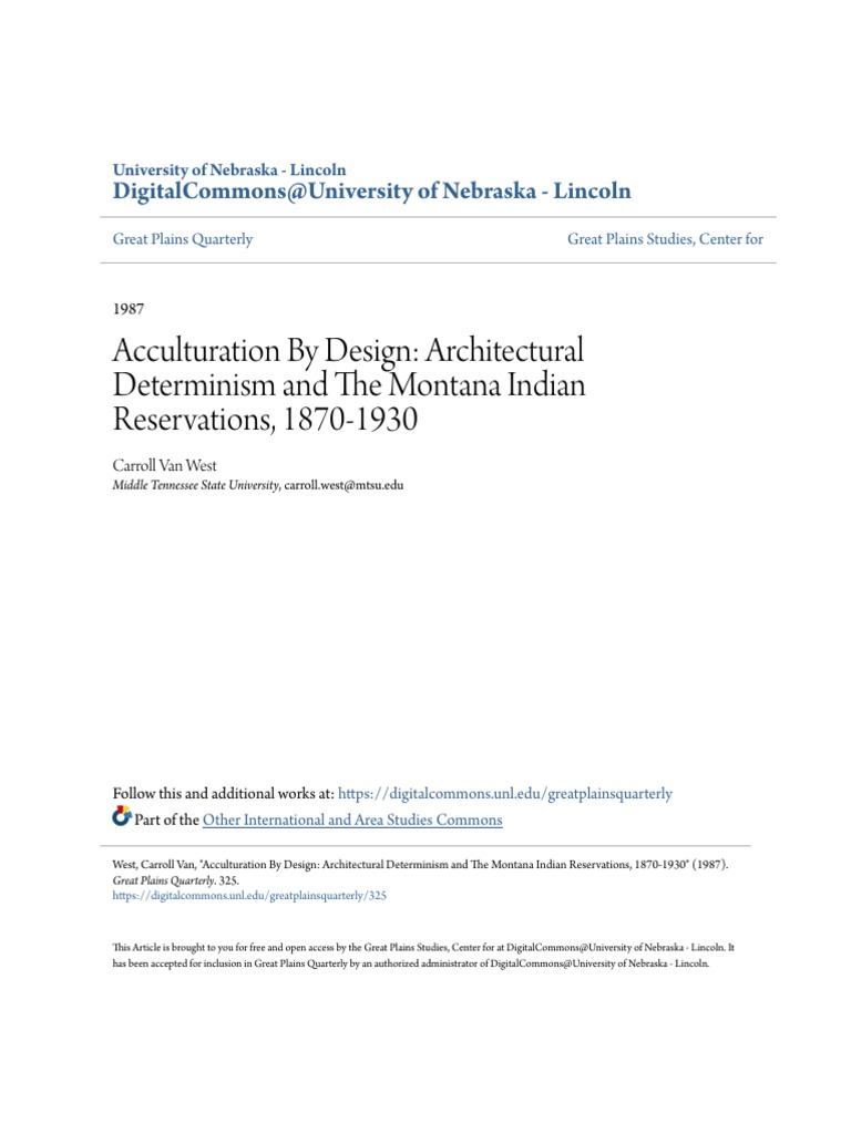 Architectural Determinism in Montana Reservations | PDF | Native ...