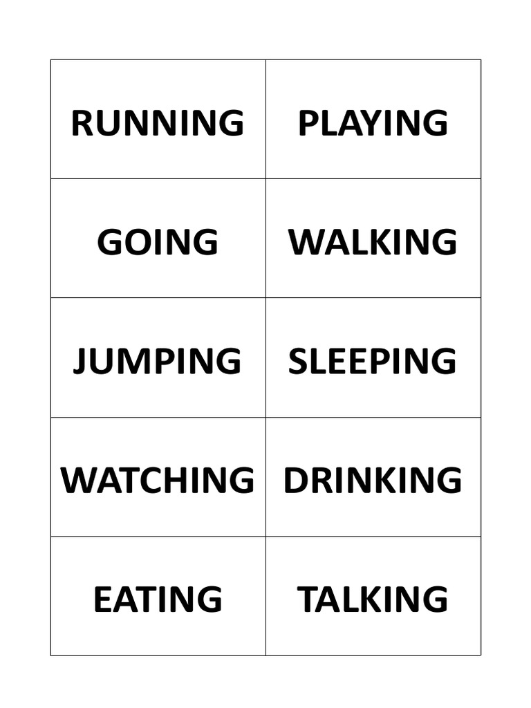 Domino Verbs Present Continuous | PDF
