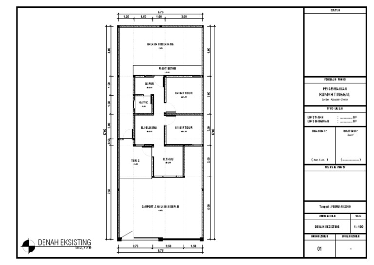 Denah Eksisting: Rumah Tinggal | PDF