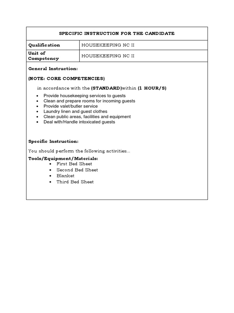 Housekeeping NC II Assessment Guide | PDF | Learning