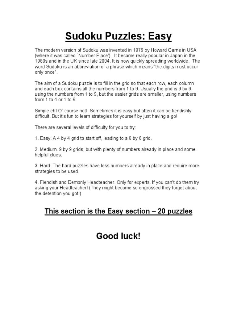 Easy PDF | Download Free PDF | Logic Puzzles | Games Of Mental Skill