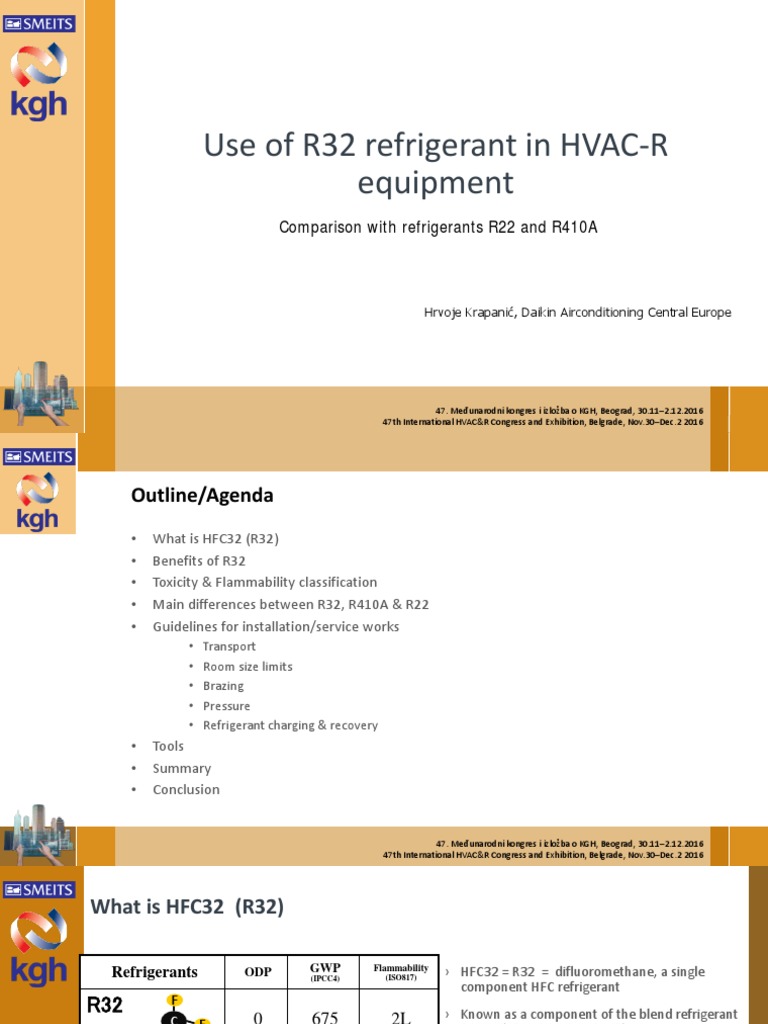 Comparison of R32, R410A and R22 Refrigerants for HVAC-R Applications ...