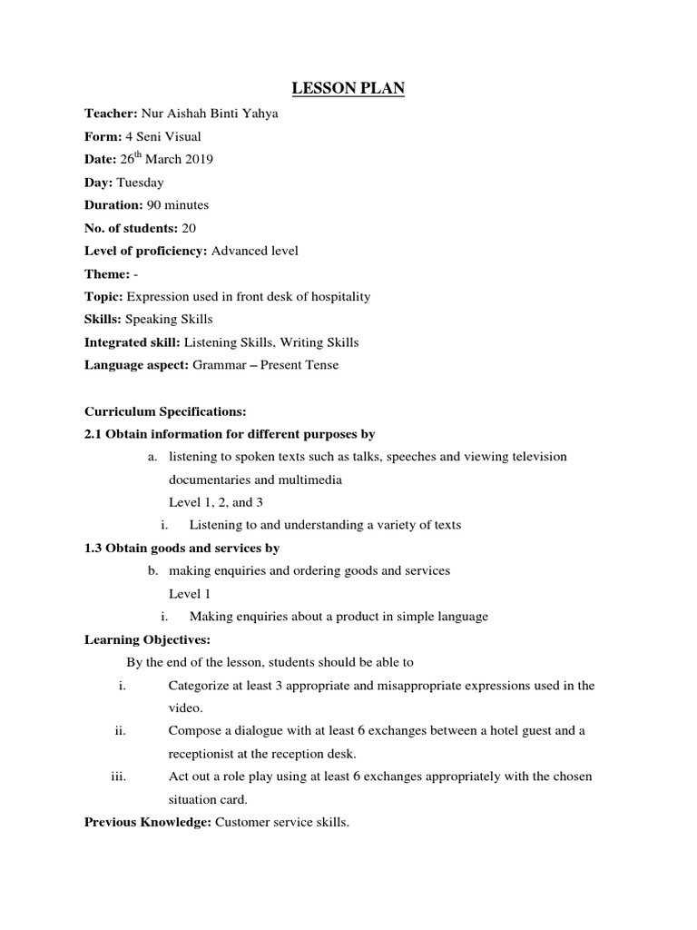 Check in & Check Out Lesson Plan | PDF | Teachers | Lesson Plan