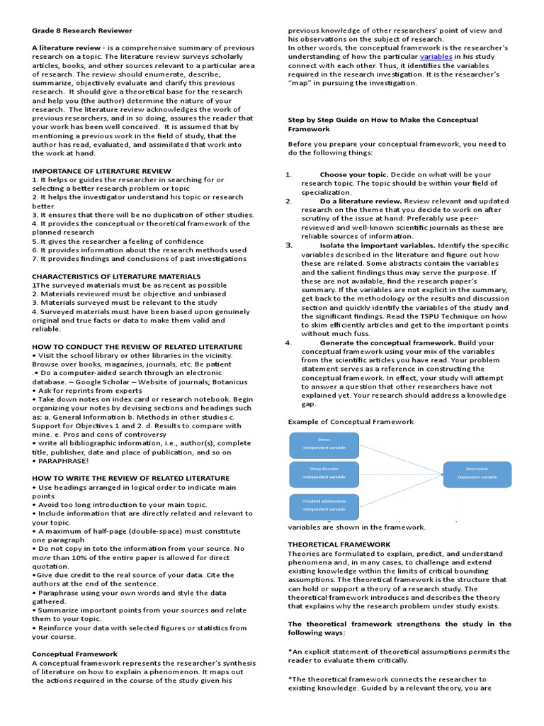 Grade 8 Research Reviewer | PDF | Conceptual Framework | Customer ...
