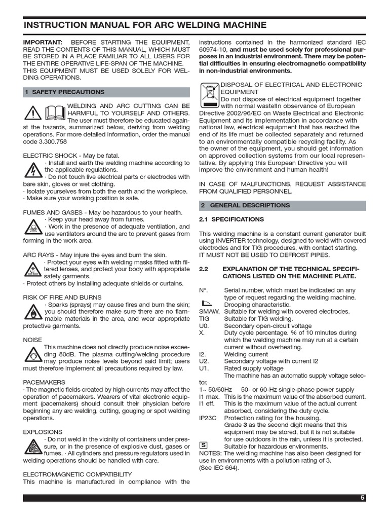 Welding Machine Safety and Operation Manual | PDF | Welding | Construction