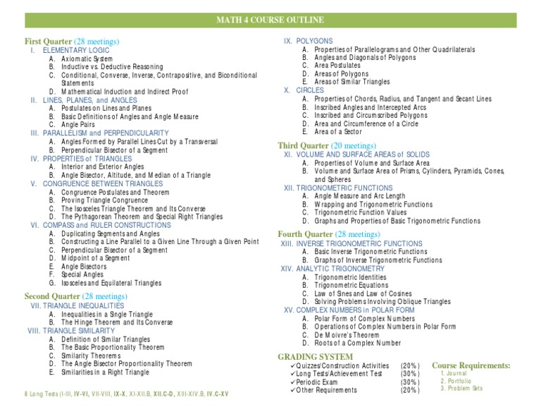 Exploring the Foundations of Geometry: A Comprehensive Course Outline ...