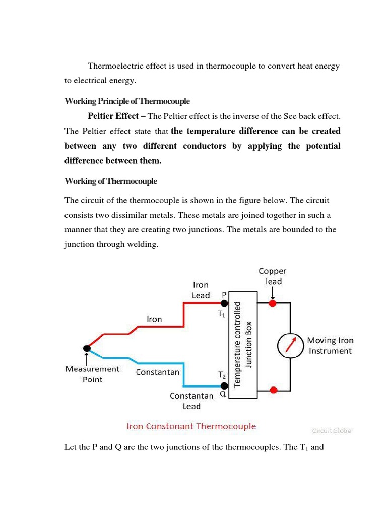 Working Principle of Thermocouple: Peltier Effect - The Peltier Effect ...