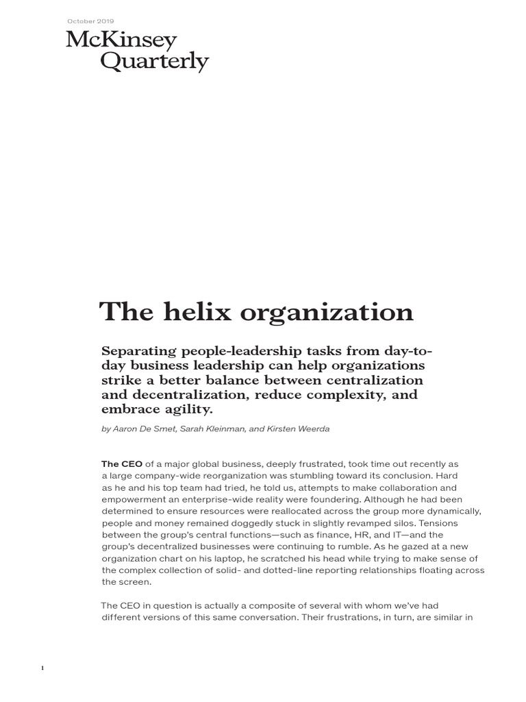 McKinsey - The Helix Organization PDF | PDF | Leadership | Expert