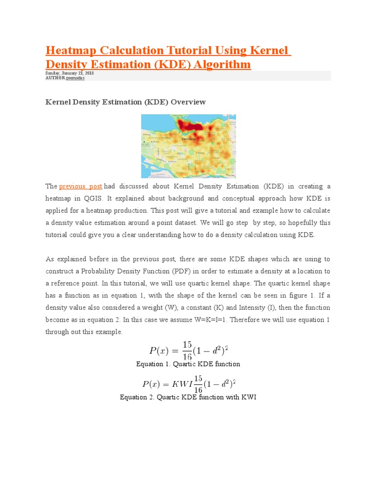 Heatmap Calculation Tutorial Using Kernel Density Estimation (KDE) Algorithm | PDF | Probability ...