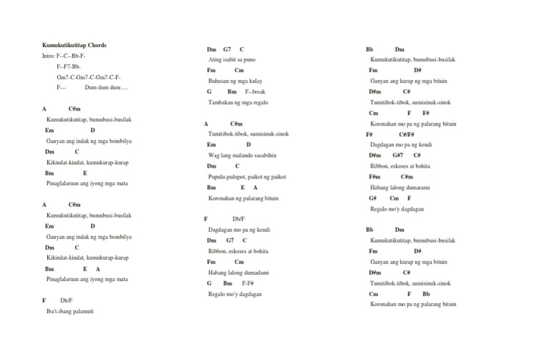 Kumukutikutitap Chords BB DM | PDF