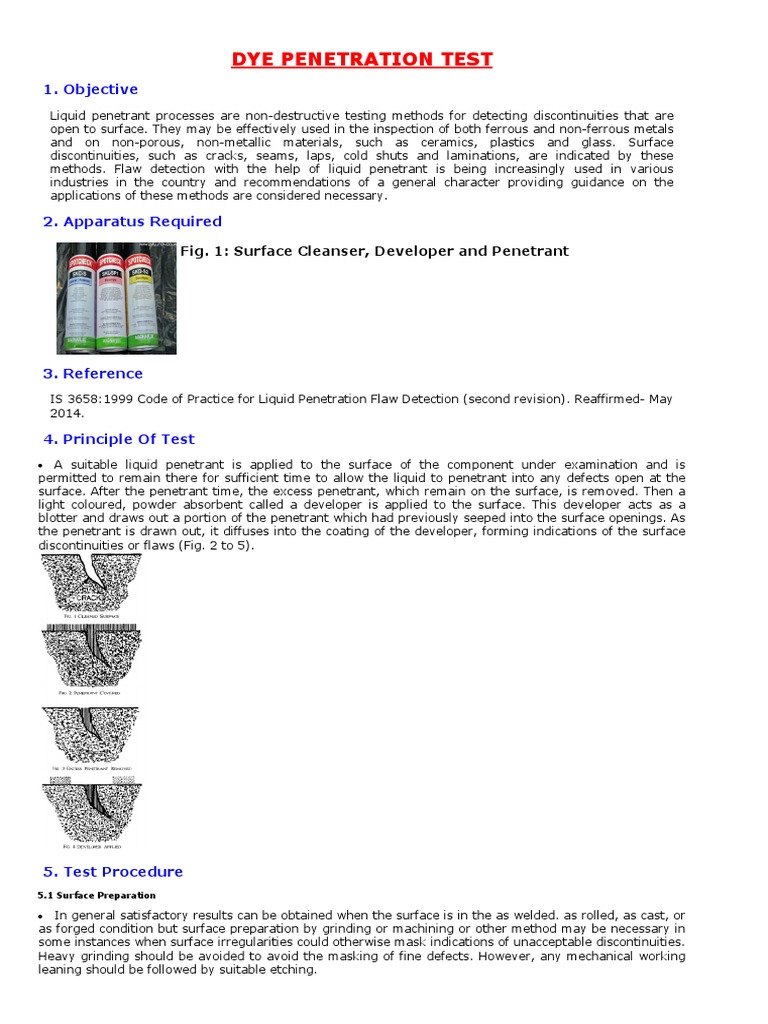 Dye Penetration Test: Fig. 1: Surface Cleanser, Developer and Penetrant ...