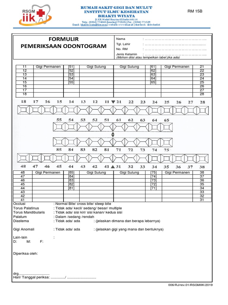 0.15B Desain Formulir RM Lembar Odontogram Kop-1 | PDF