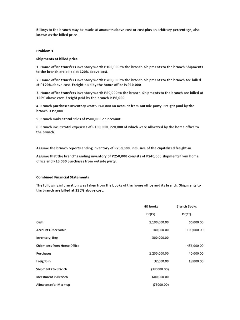 Billed Price and Cost Analysis for Branch | PDF | Cost Of Goods Sold ...