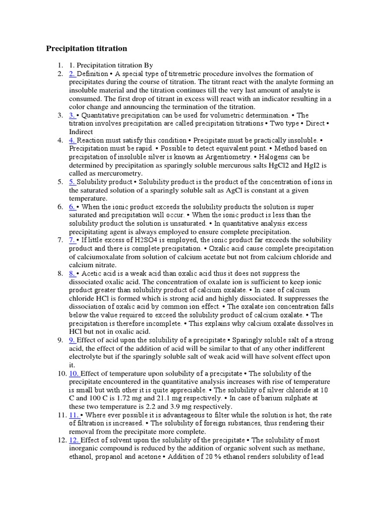 Precipitation Titration Pdf Precipitation Chemistry Solubility
