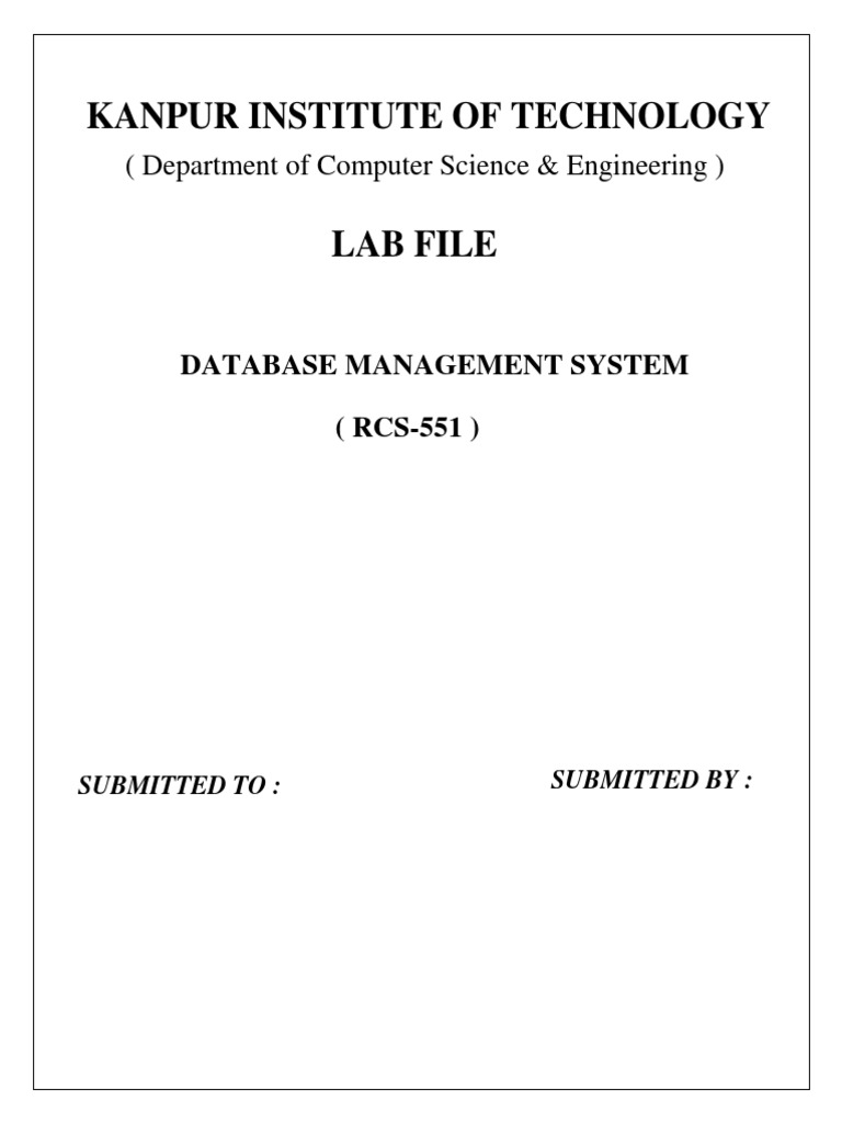 Dbms Lab File - Kit | PDF | Information Technology Management | Data ...