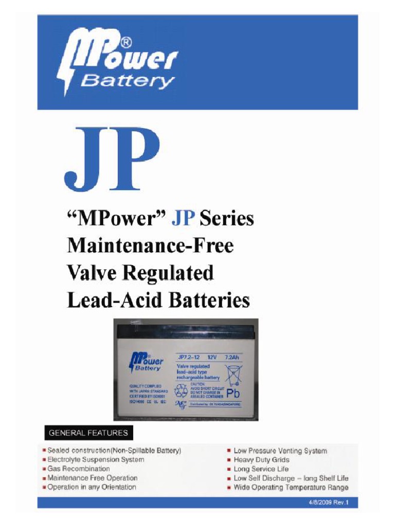 Battery Datasheet Mpower | PDF