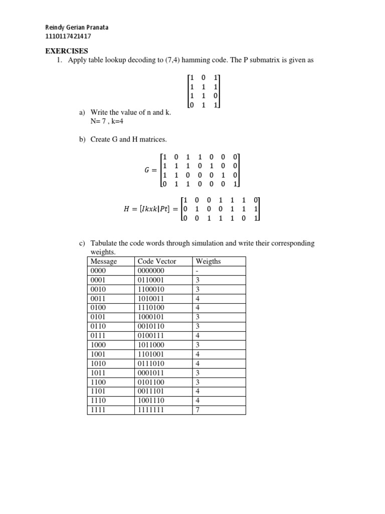 Hamming Code Exercise Guide | PDF | Naming Conventions | Applied ...