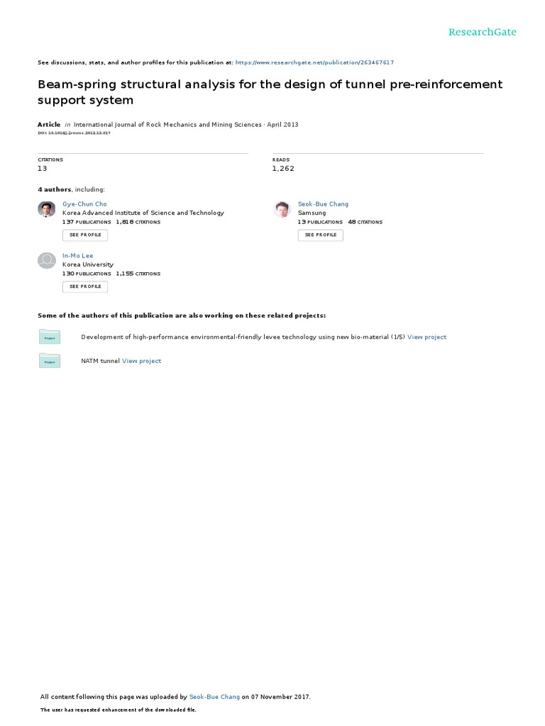 Beam-spring analysis for tunnel support design | PDF | Bending | Beam ...