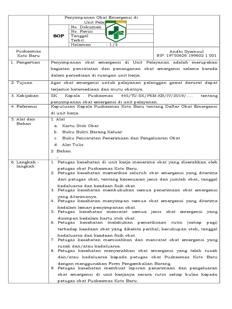 SK Penyediaan Obat Emergency | PDF