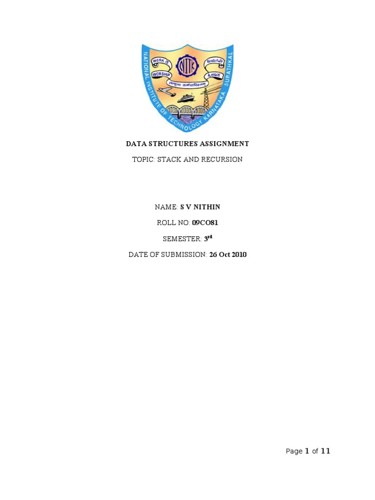 Assignment For DS (Stack and Recursion) | PDF | Time Complexity | C (Programming Language)