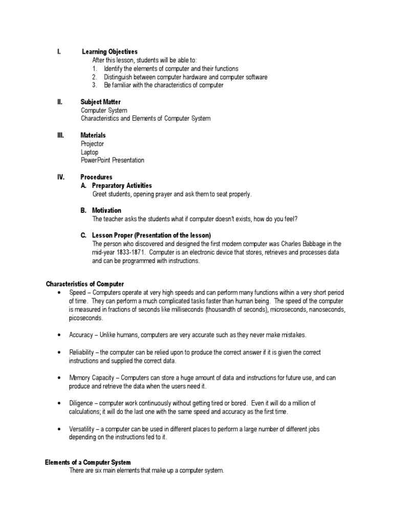 I. Learning Objectives | PDF | Software | Input/Output