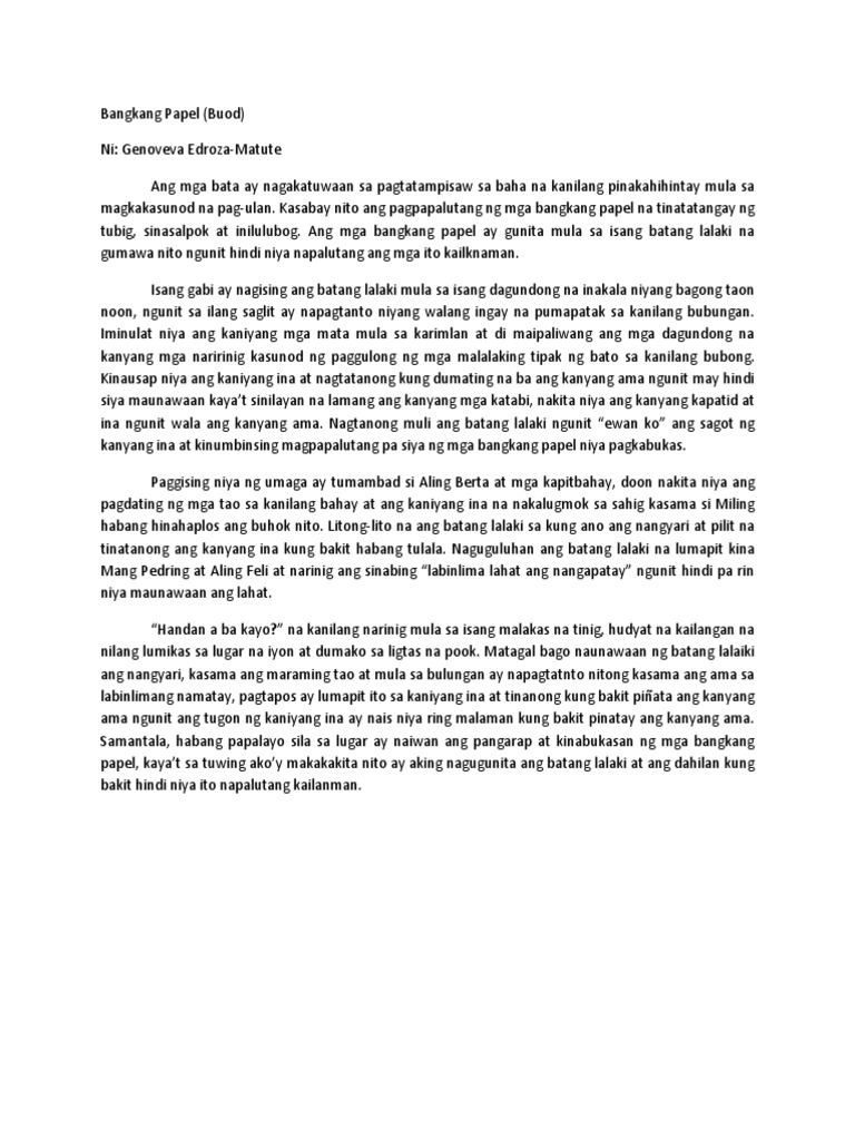 Bangkang Papel Buod | PDF
