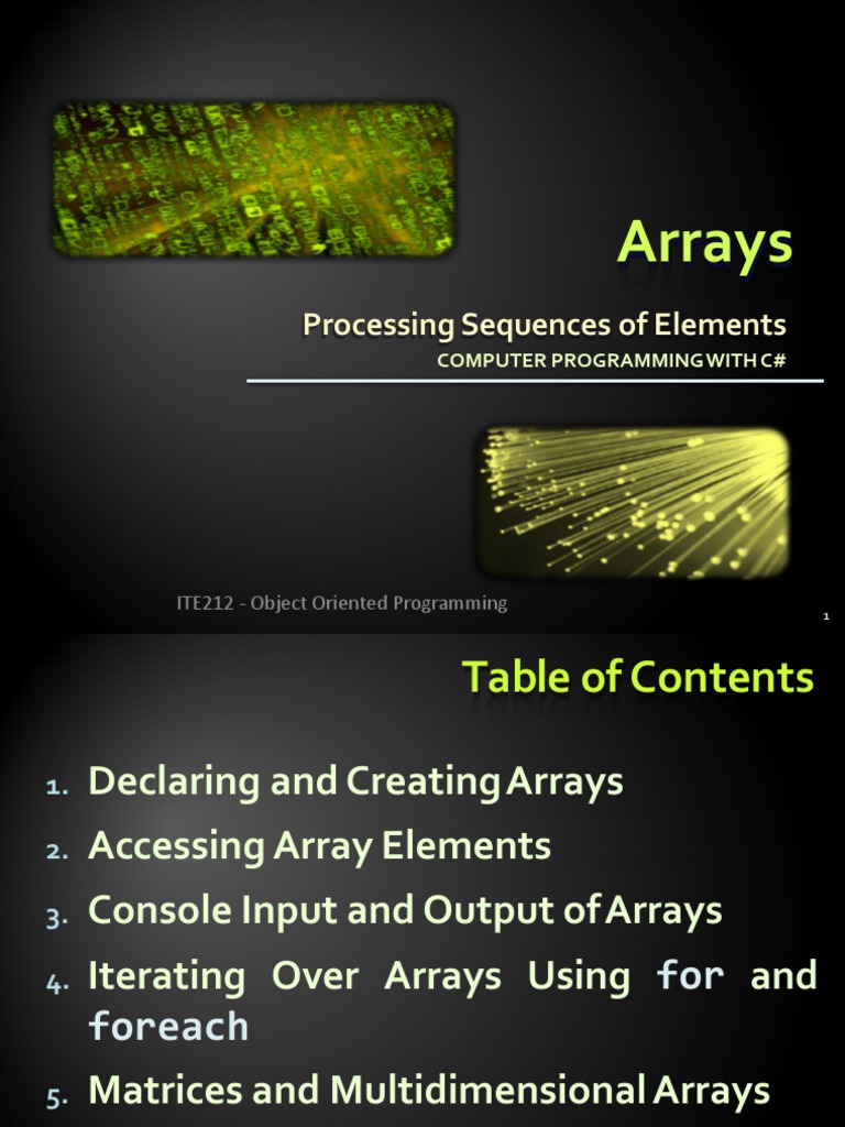Arrays in C# | PDF | Array Data Type | Matrix (Mathematics)