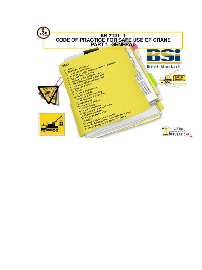 BS 7121 1 Code of Practice For Safe Use of Crane PDF | PDF