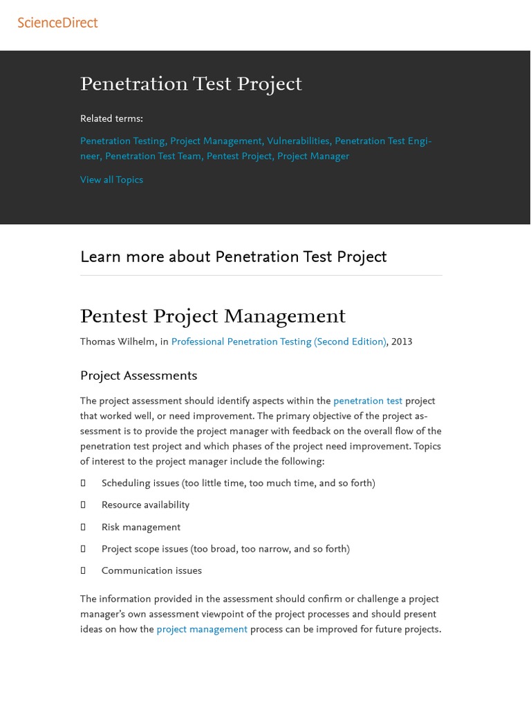 Penetration Test Project | PDF | Penetration Test | Project Management