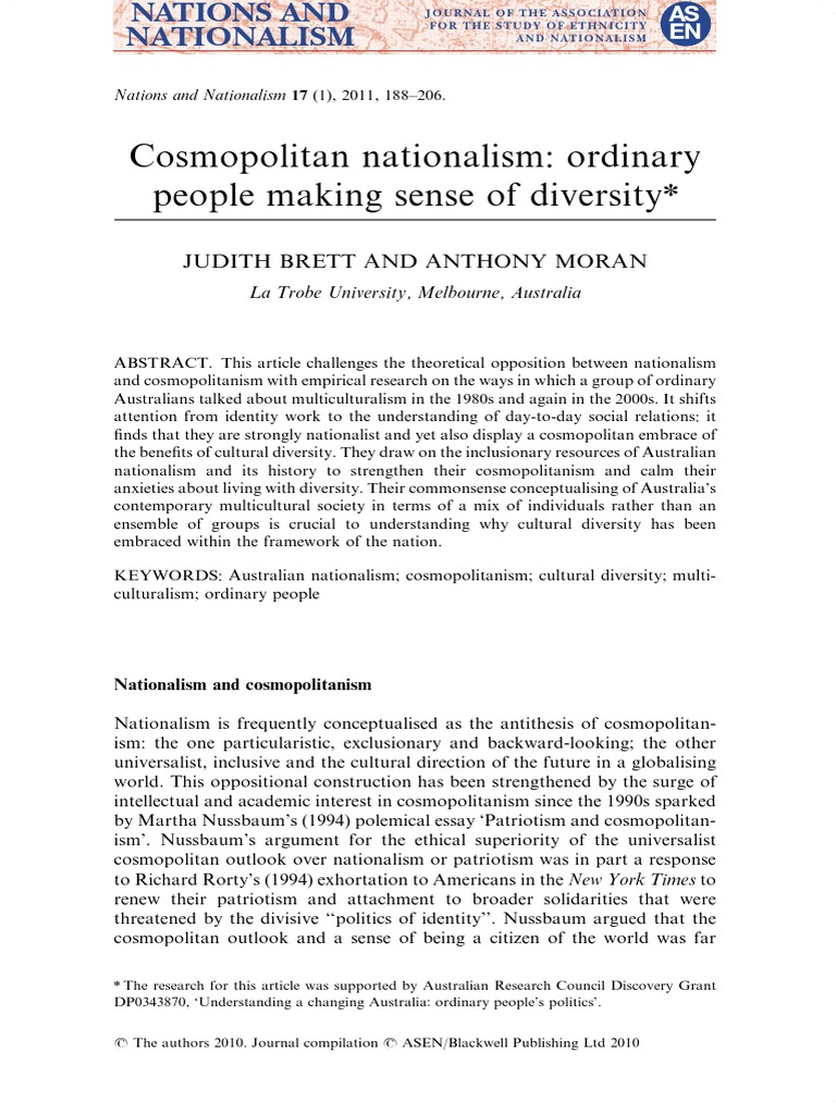 Cosmopolitan Nationalism: Ordinary People Making Sense of Diversity ...