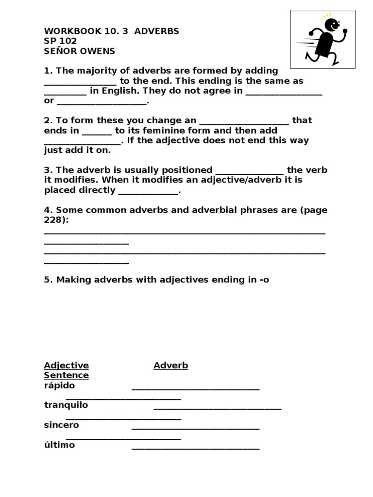 Spanish Adverbs Workbook Guide | PDF | Adverb | Adjective