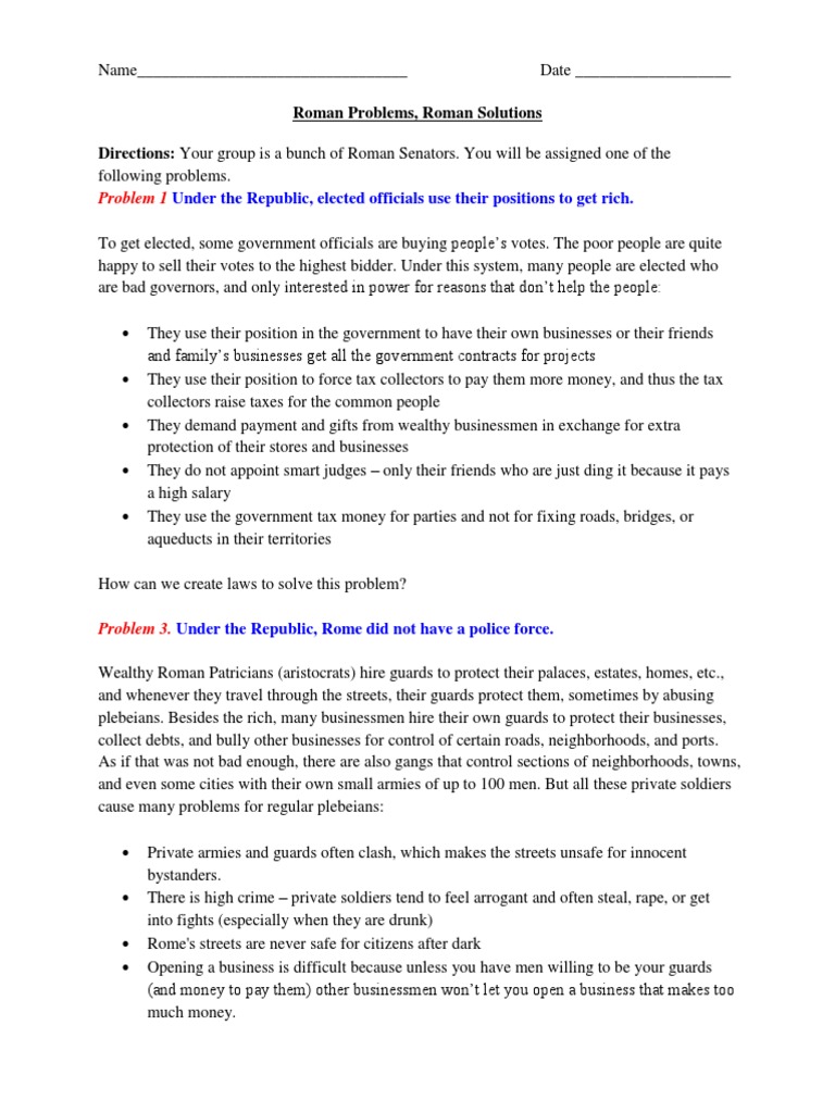 Roman Senators Debate Solutions | PDF | Ancient Rome | Roman Republic