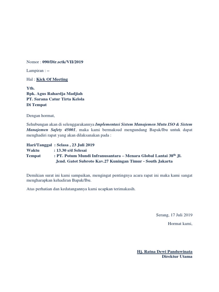 Invitation Letter - (ISO Implementation) | PDF