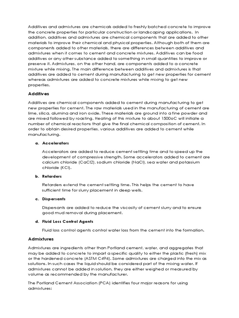 Additives: A. Accelerators | PDF | Concrete | Cement