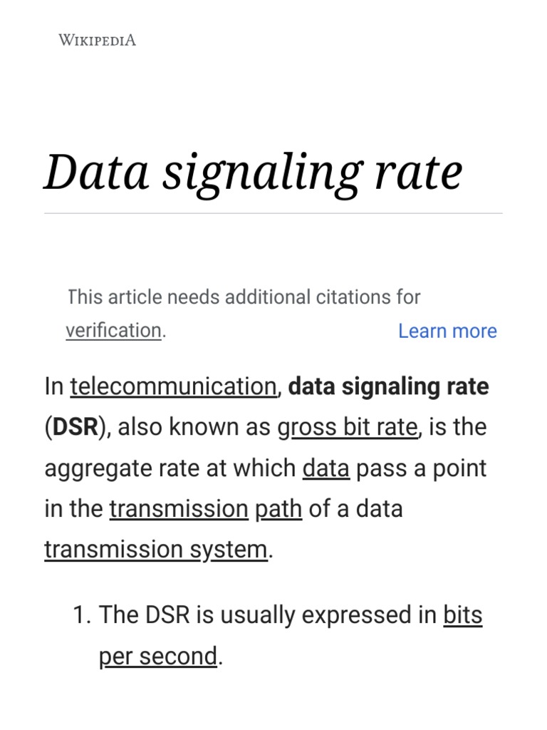 Data Signaling Rate | PDF | Bit Rate | Modulation