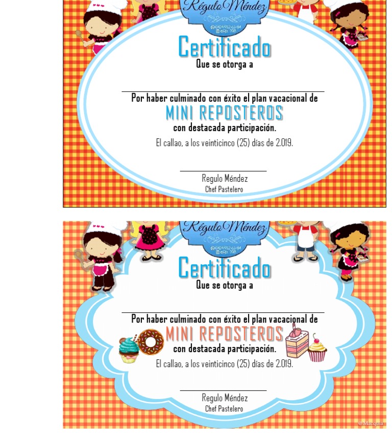 Certificado Mini Chef | PDF