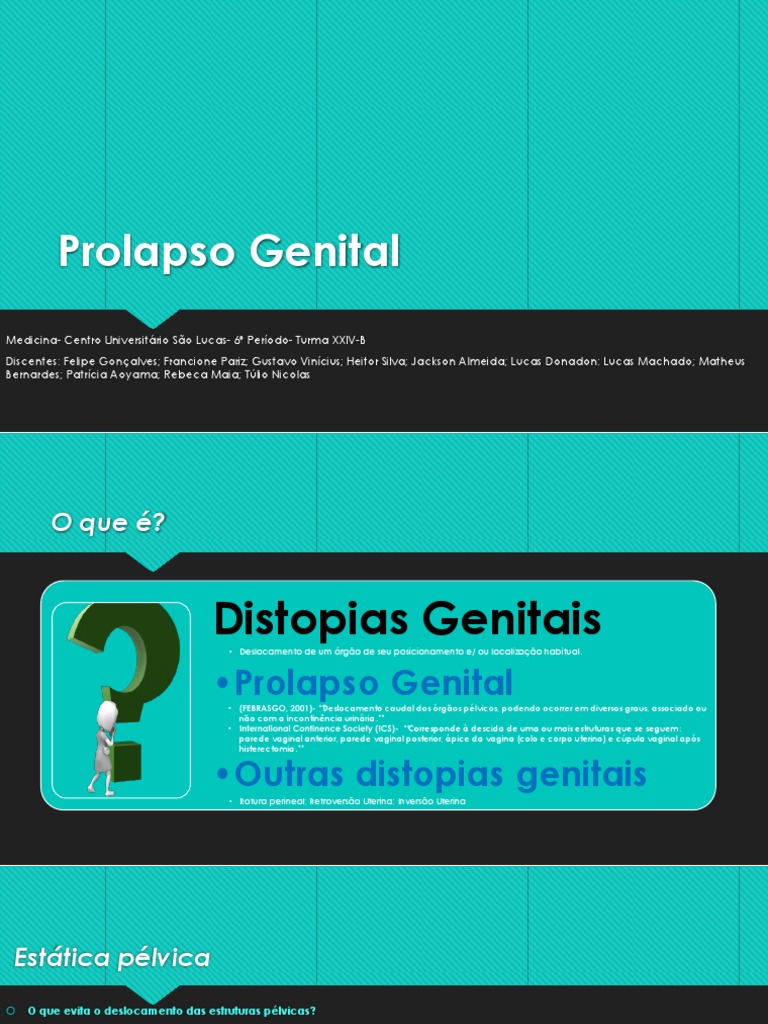 Slide Prolapso Genital Ginecologia | PDF | Vagina | Bexiga urinária