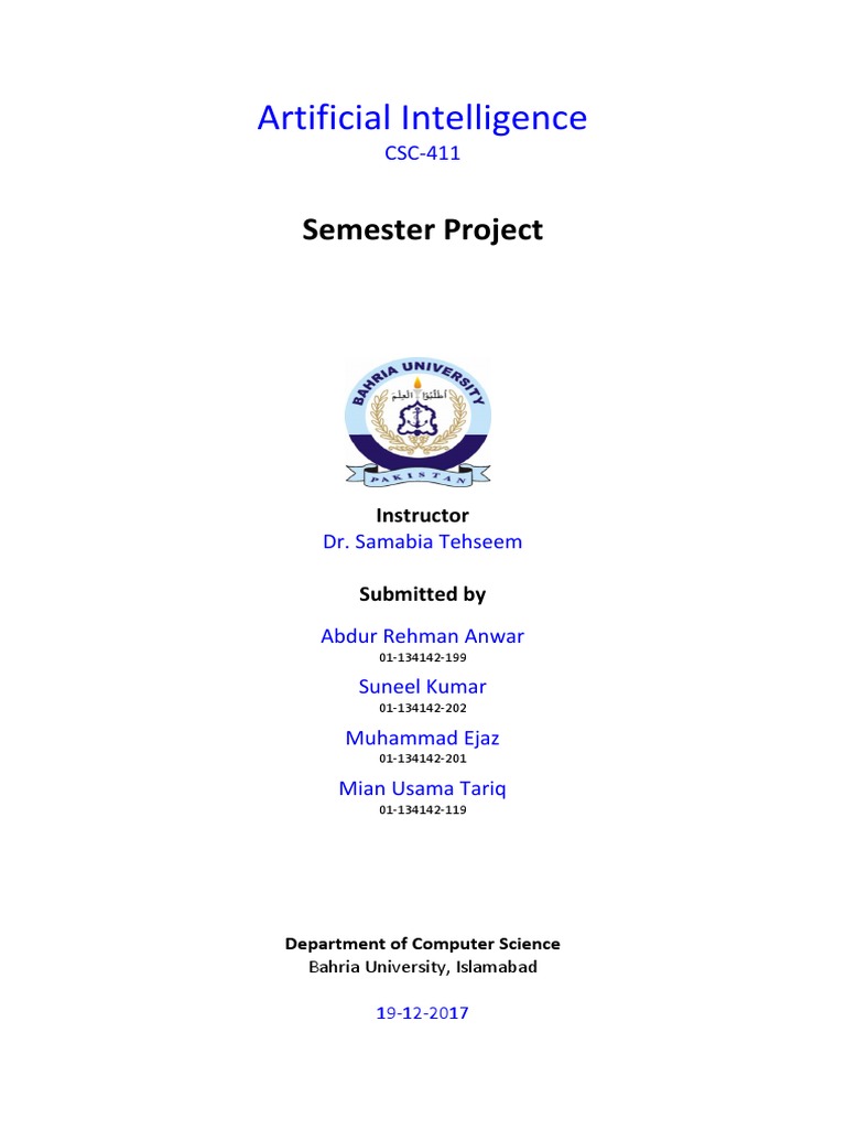 Artificial Intelligence: Semester Project | PDF | Cluster Analysis | Matrix (Mathematics)