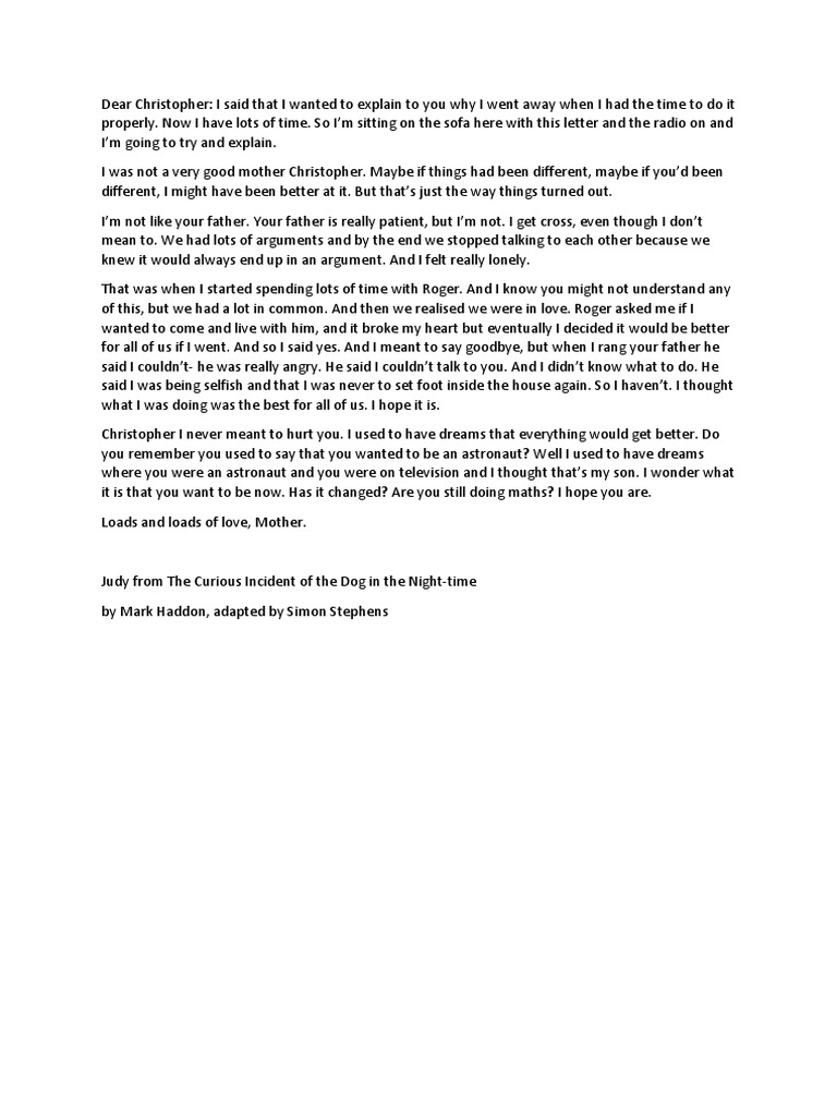 Curious Incident Monologue-Judy | PDF