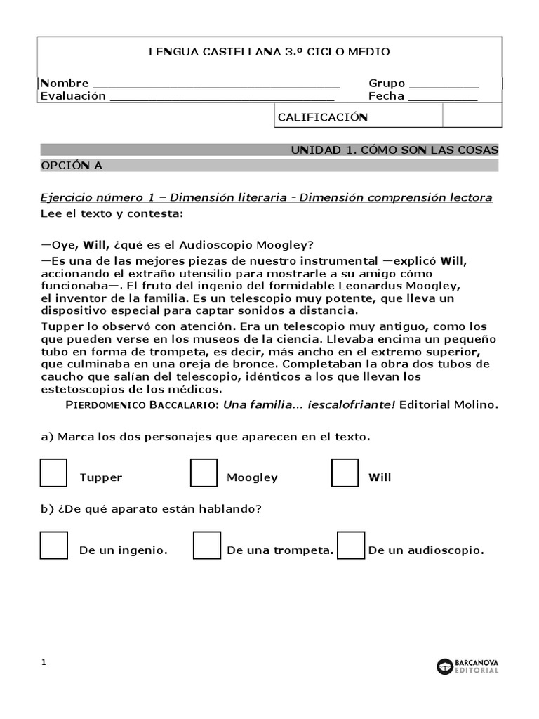 Barcanova Comprension Lectora | PDF | Diccionario | Vocal