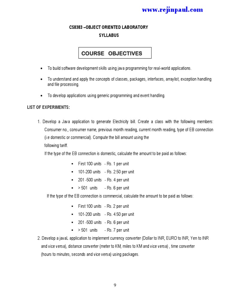 cs8383 - Labmanual SSR | PDF | Computer File | Class (Computer Programming)