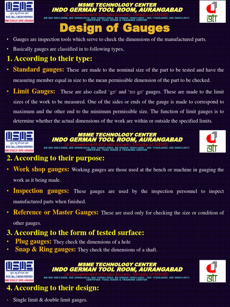Types and Design of Gauges | PDF | Steel | Screw