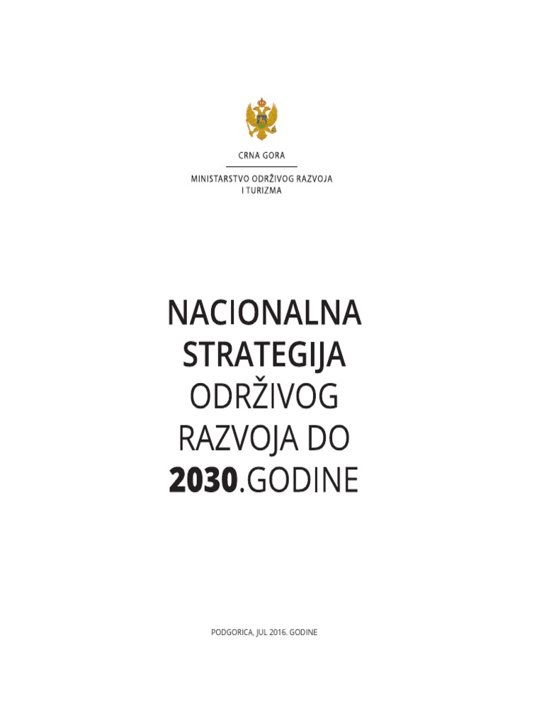 Nacionalna Strategija Odrzivog Razvoja Do 2030 | PDF