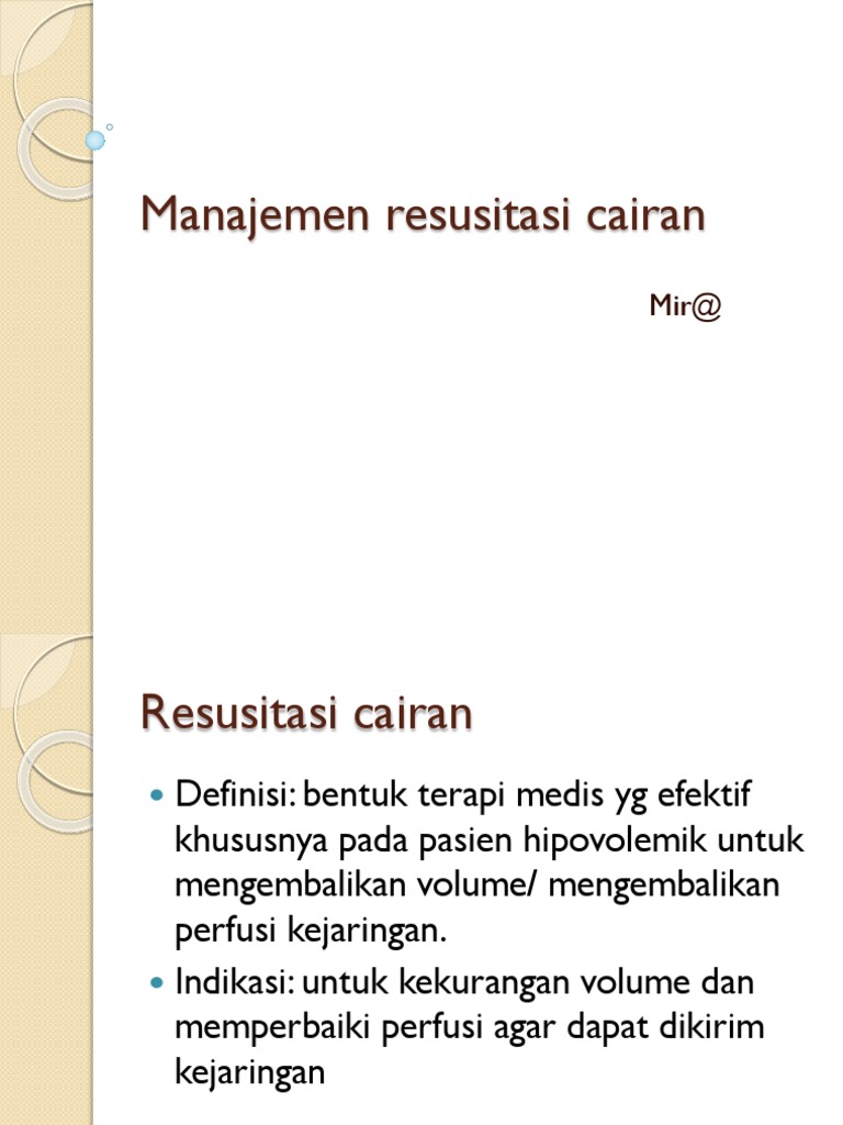 Manajemen Resusitasi Cairan | PDF