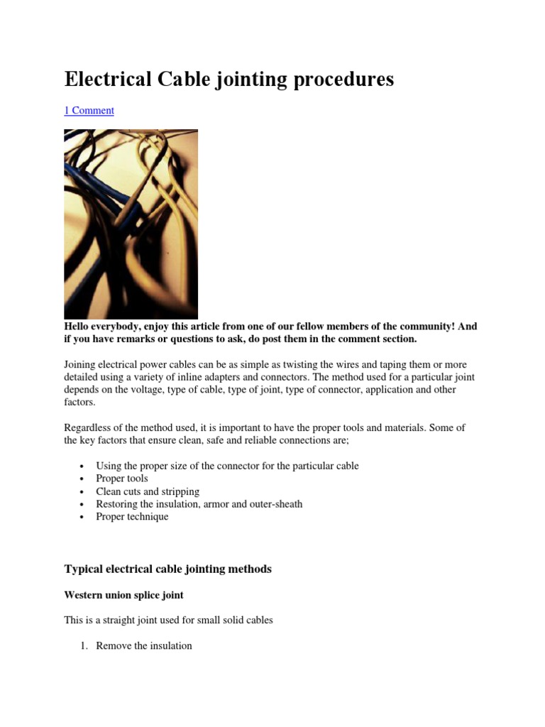 Electrical Cable Jointing Procedures | PDF | Electrical Connector | Wire