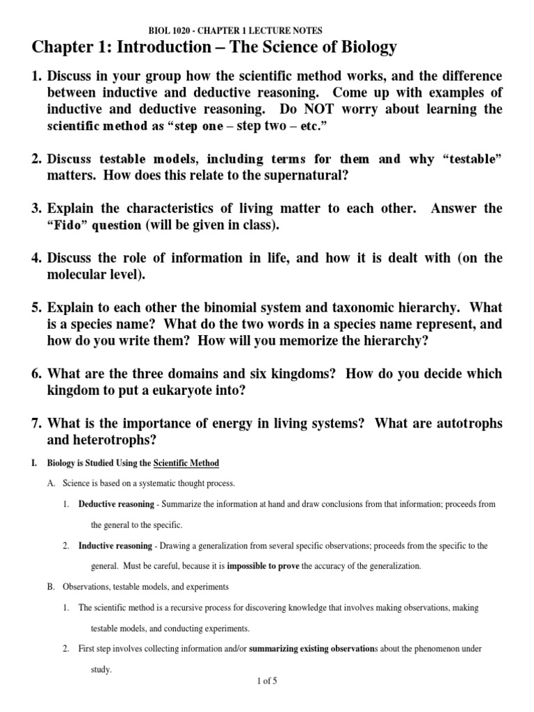 Chapter 1: Introduction - The Science of Biology: Biol 1020 - Chapter 1 ...